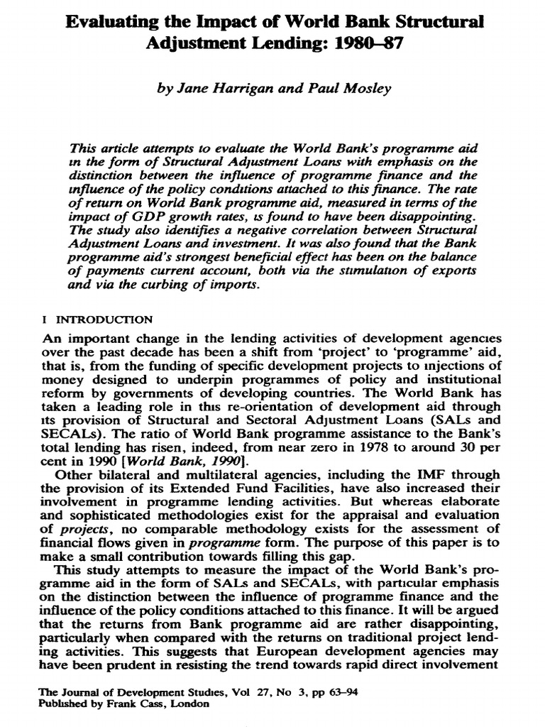 Evaluating The Impact of World Bank | PDF