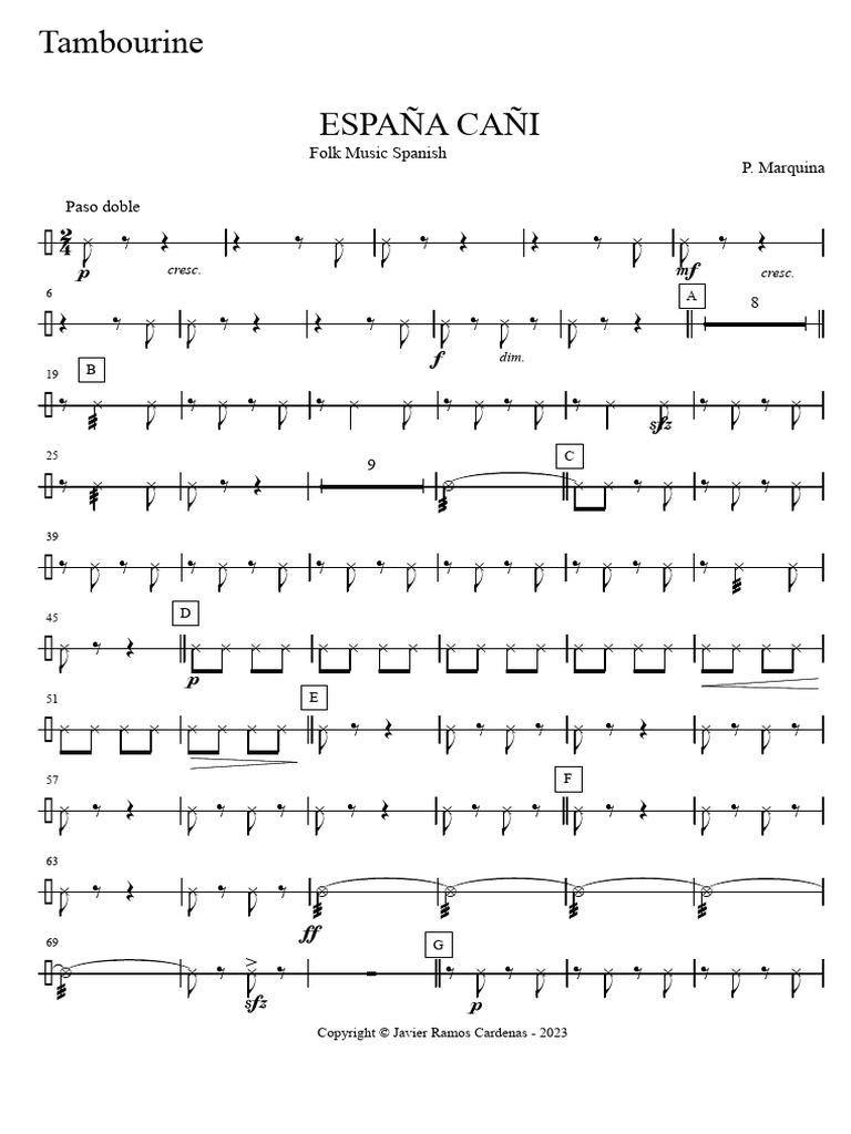 ESPAÑA CAÑI - 012 Tambourine | PDF | Spanish Language Music | Songs