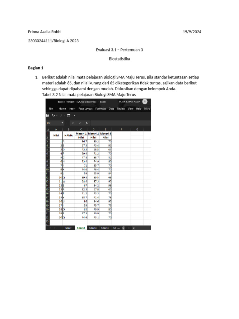 Evaluasi 3.1 Biostat | PDF