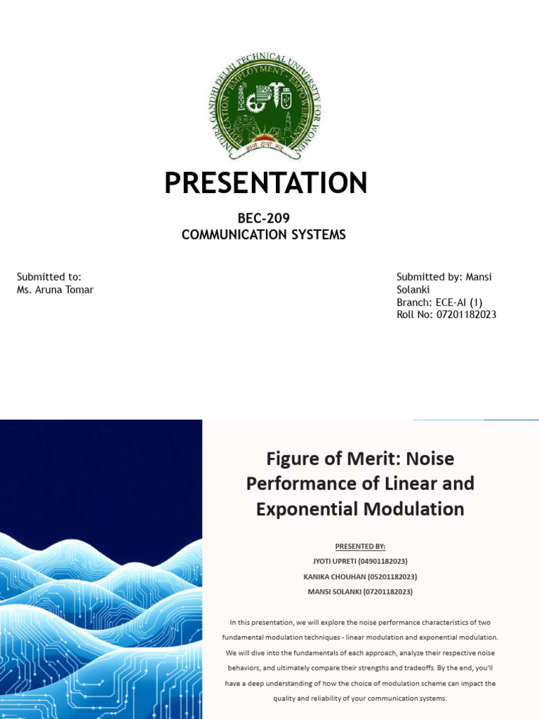 CS PPT- MANSI SOLANKI (072) | PDF | Signal To Noise Ratio | Modulation