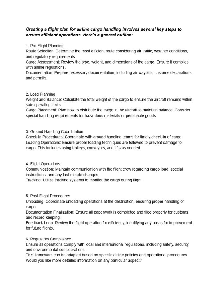 Creating a Flight Plan for Airline Cargo Handling. | PDF
