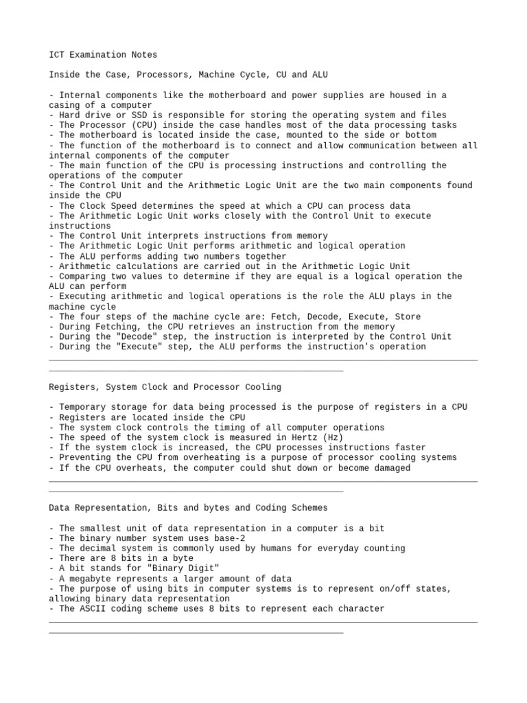 ICT Examination Notes | PDF | Computer Data Storage | Central ...