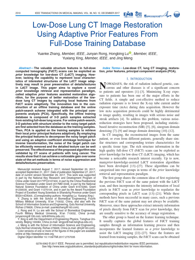 Low-Dose Lung CT Restoration | PDF | Principal Component Analysis | Ct Scan