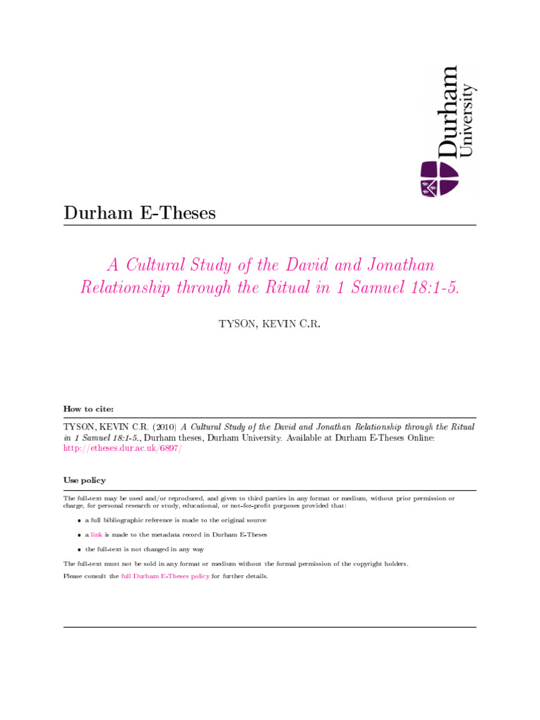 A Cultural Study of The David and Jonathan | PDF | Bible | Old Testament