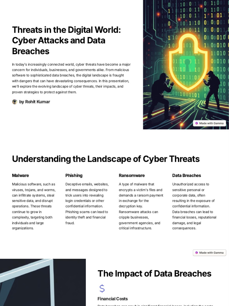 Threats in The Digital World Cyber Attacks and Data Breaches | PDF ...