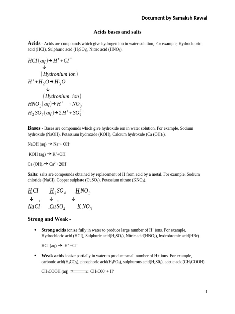 Acids, Bases and Salts | PDF | Sodium Bicarbonate | Sodium Carbonate