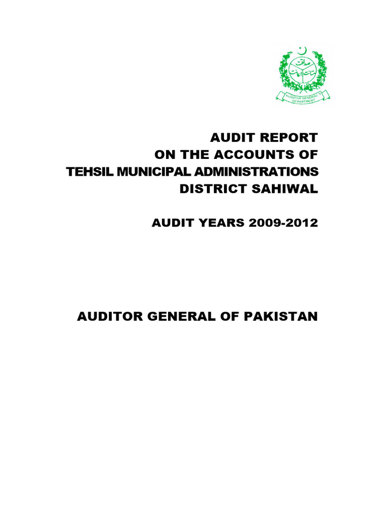 AR TMA Sahiwal 2009-12 | PDF | Expense | Audit