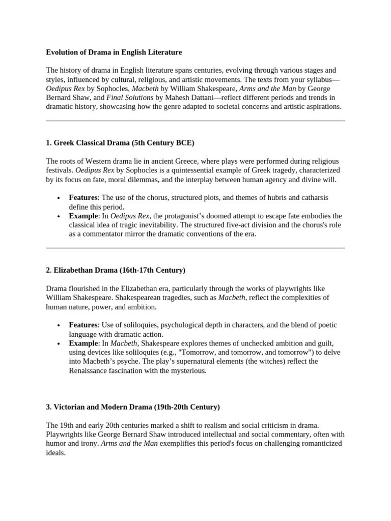 Evolution of Drama in English Literature | PDF | Tragedy | Macbeth