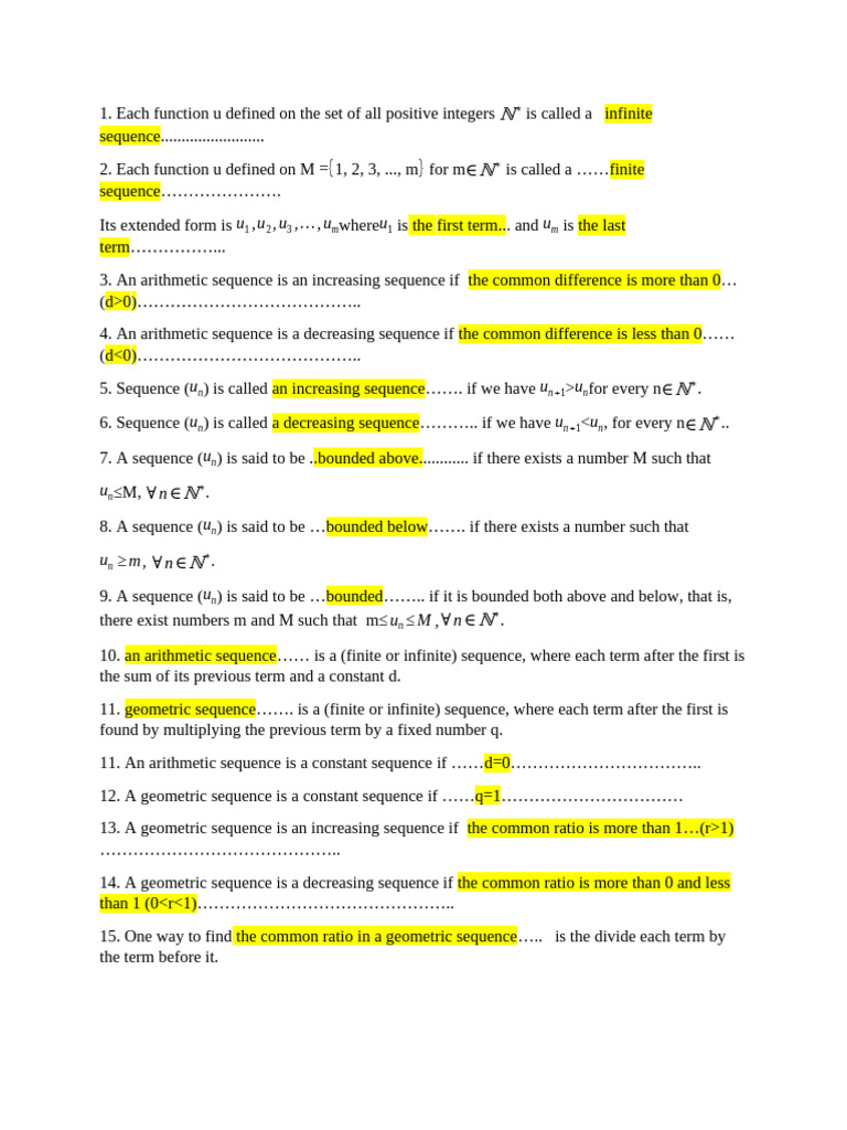 Types of Sequences in Mathematics | PDF