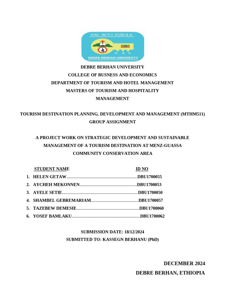 Tourism Destination Planning, Development and Management Group ...