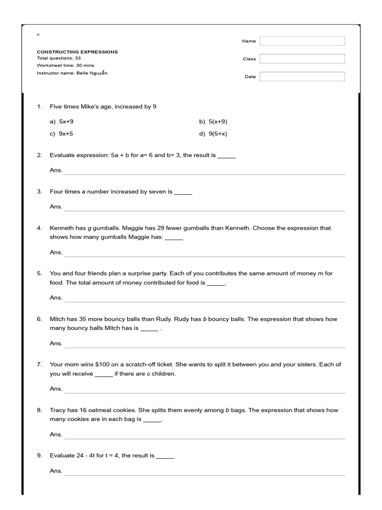 Constructing Expressions. | PDF | Abstract Algebra | Mathematical Analysis