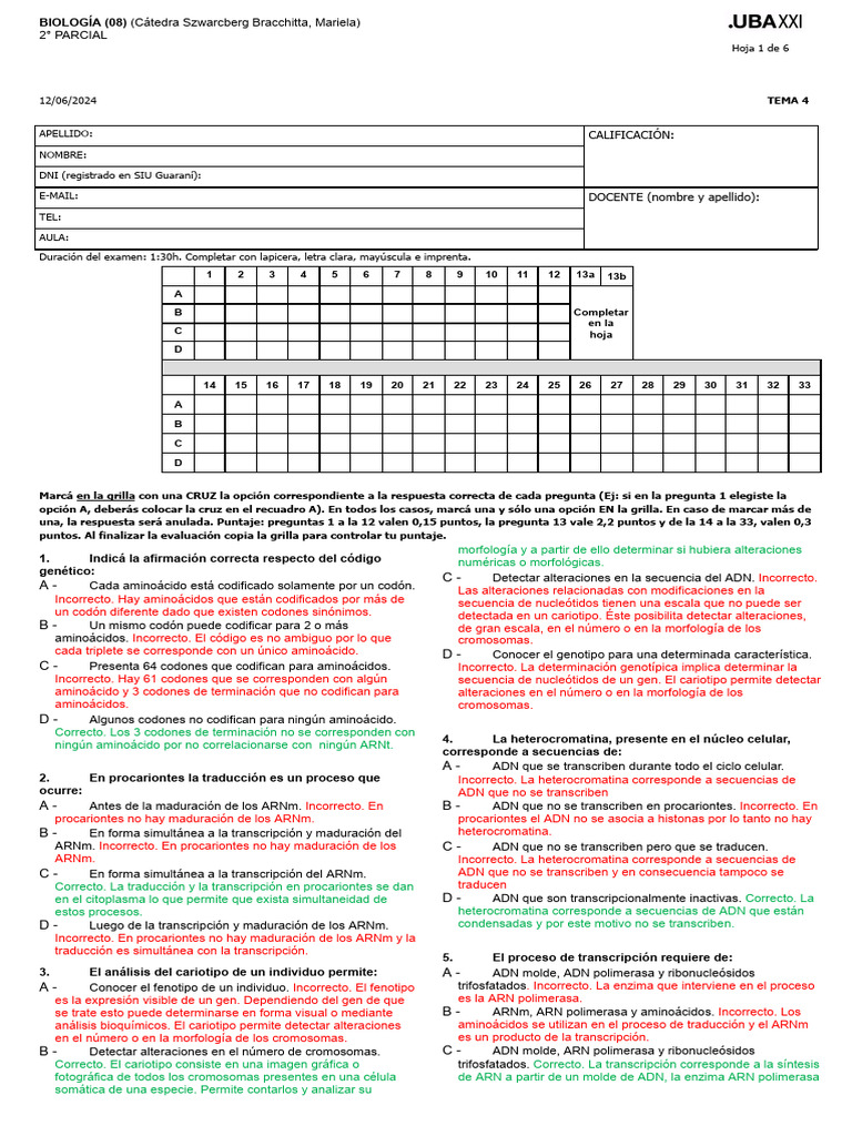 2P1C 2024 Tema4 Claves | PDF | Messenger Rna | Adn