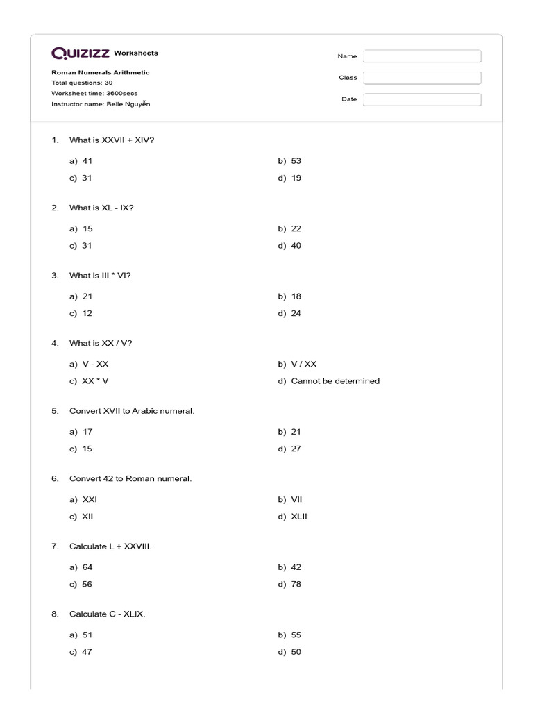 Roman Numerals Arithmetic | PDF