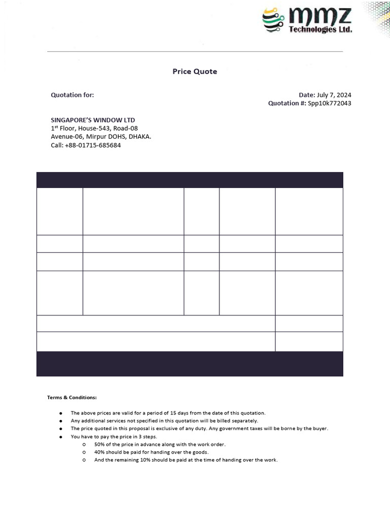 Quotation Word Template | PDF