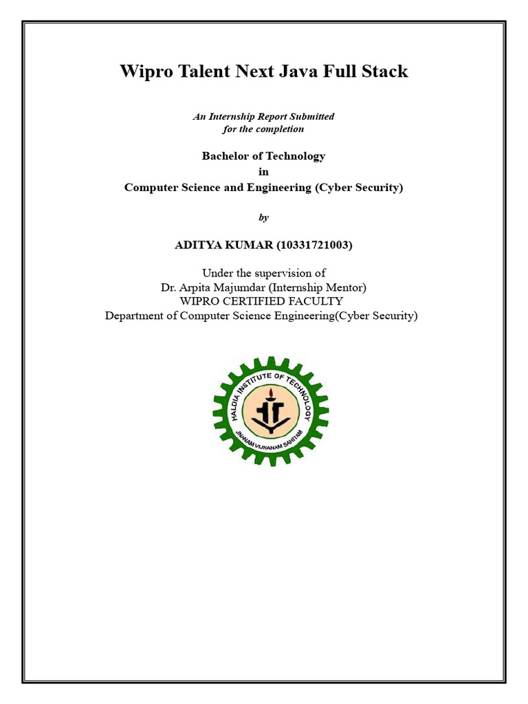 Wipro Internship Report Pdf Model View Controller Databases