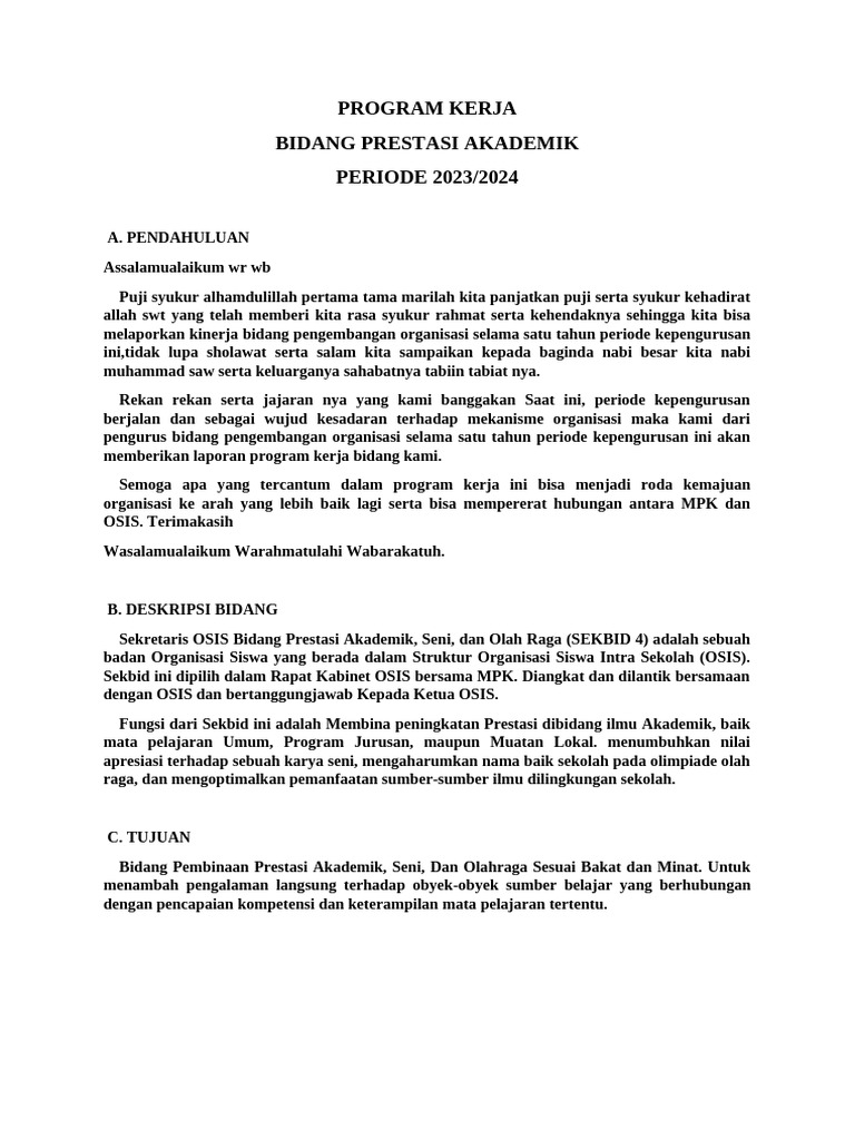 Revisi Format Program Kerja Sekbid 4 Pdf