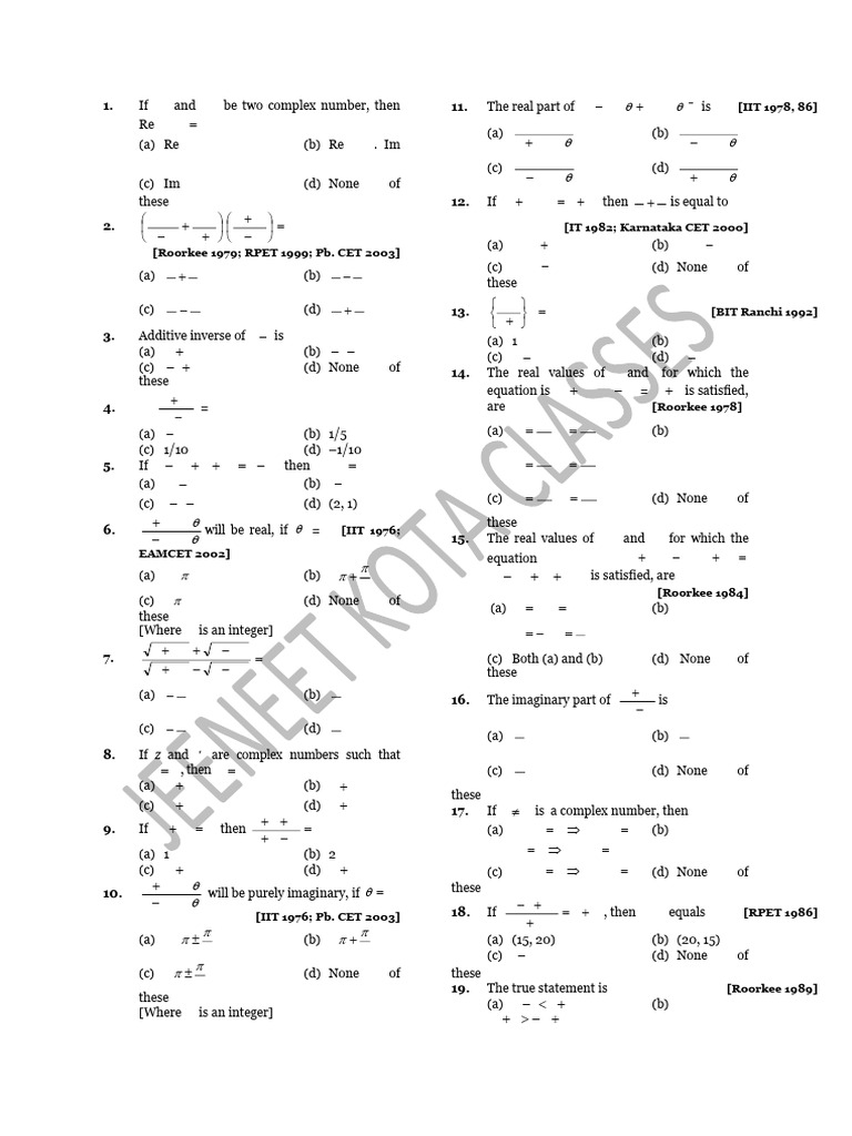 DPP 2 (Complex Numbers) | PDF | Mathematical Analysis | Mathematical Objects
