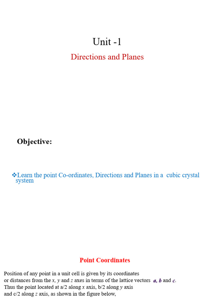 Crystal Directions and Planes Explained | PDF | Crystal Structure ...