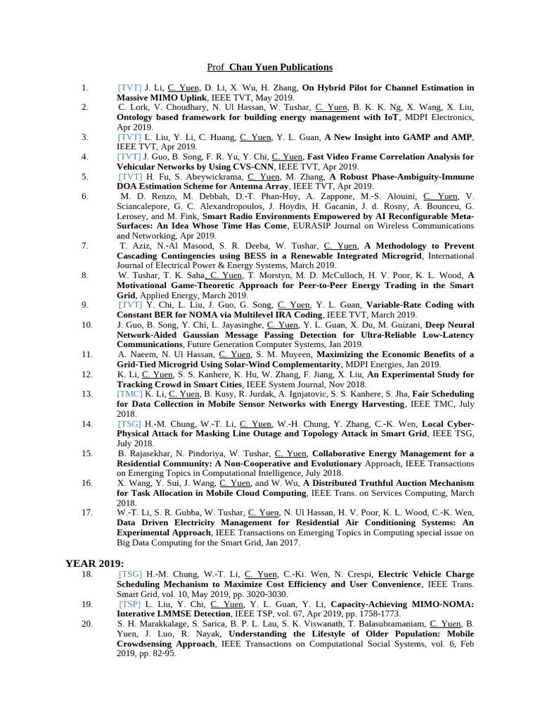 Prof Chau Yuen Publications | PDF | Mimo | Telecommunications