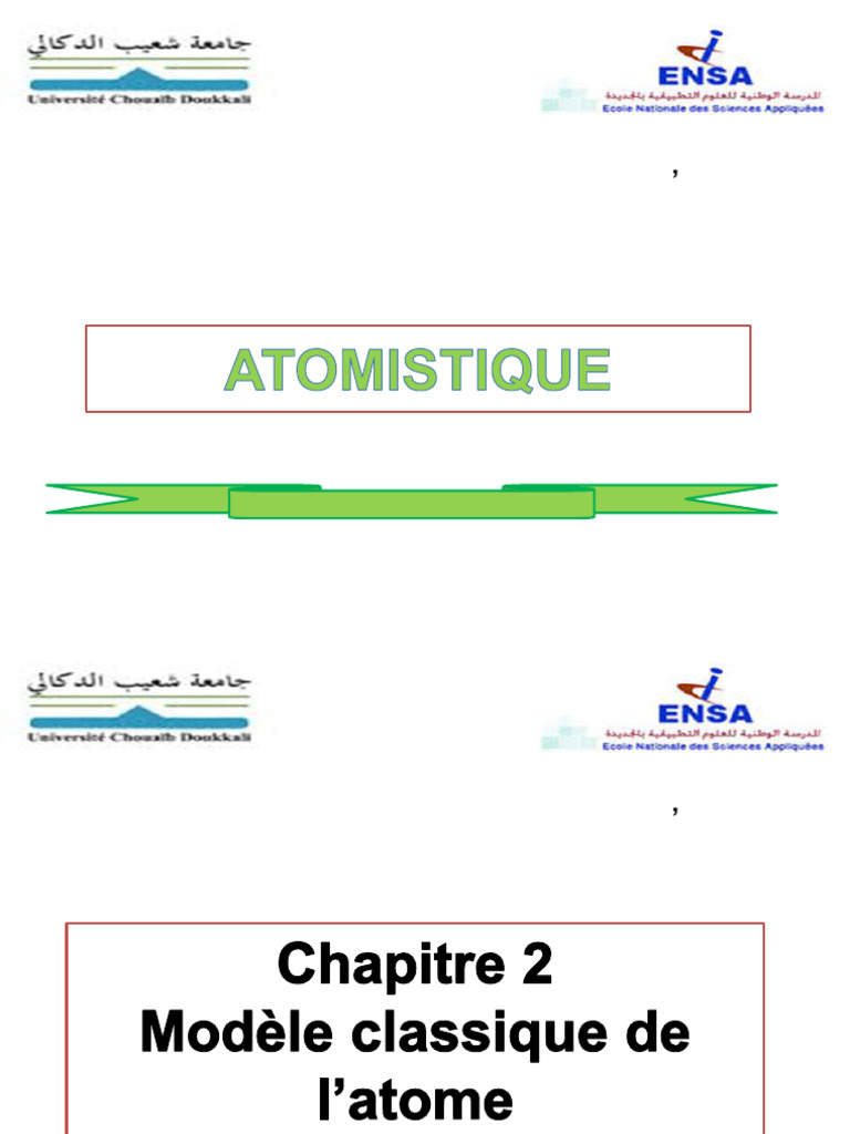 Chapitre 2 Modele Classiaue De L Atome Pdf Atomes électron
