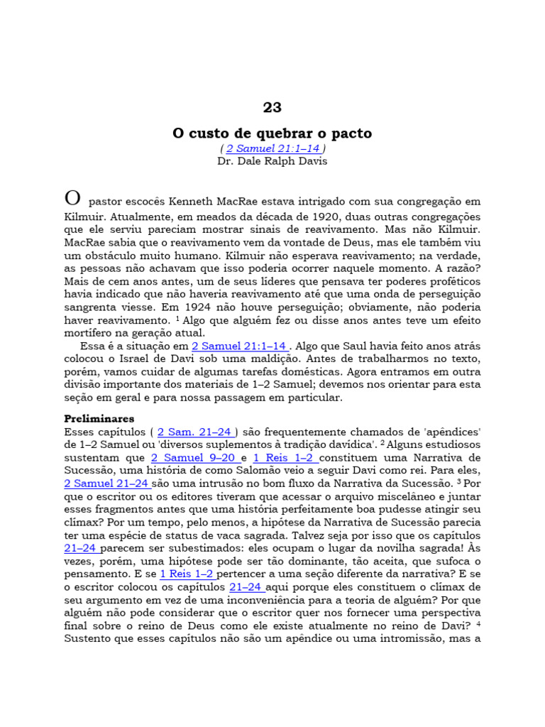 2 Samuel 21 - Dr. Dale Ralph Davis - FOB - PORT | PDF | Davi | Deus