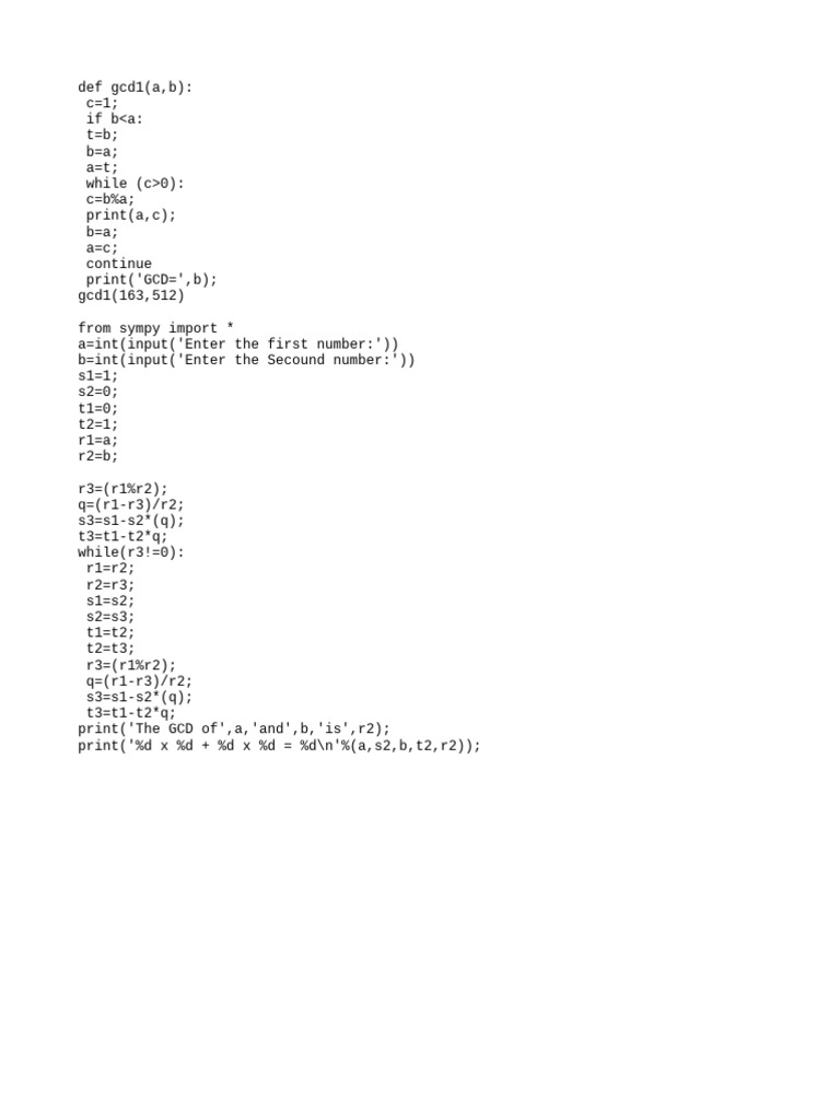 Python GCD Calculation Methods | PDF