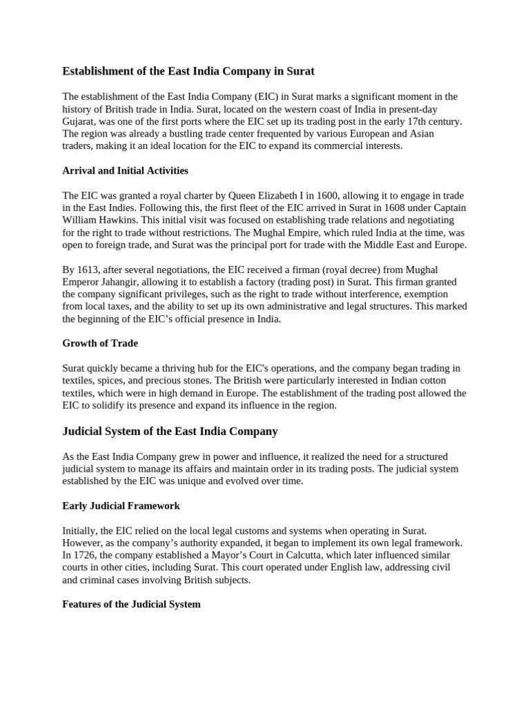 EIC's Impact on Surat Trade & Law | PDF | East India Company | British ...