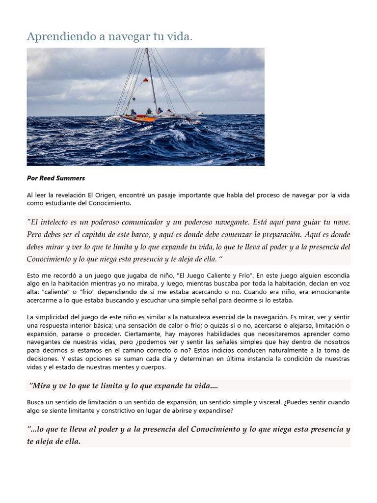 Aprendiendo A Navegar Tu Vida - Reed Summers | PDF | Conocimiento | Experiencia