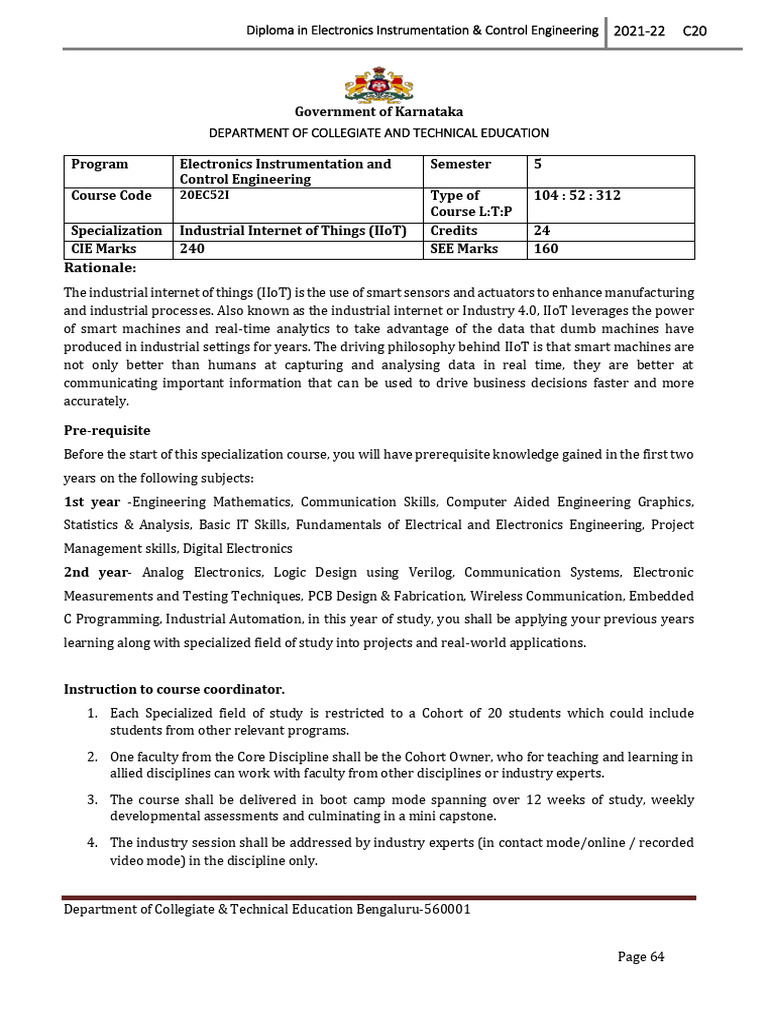 IoT Syllabus | PDF | Internet Of Things | Cloud Computing