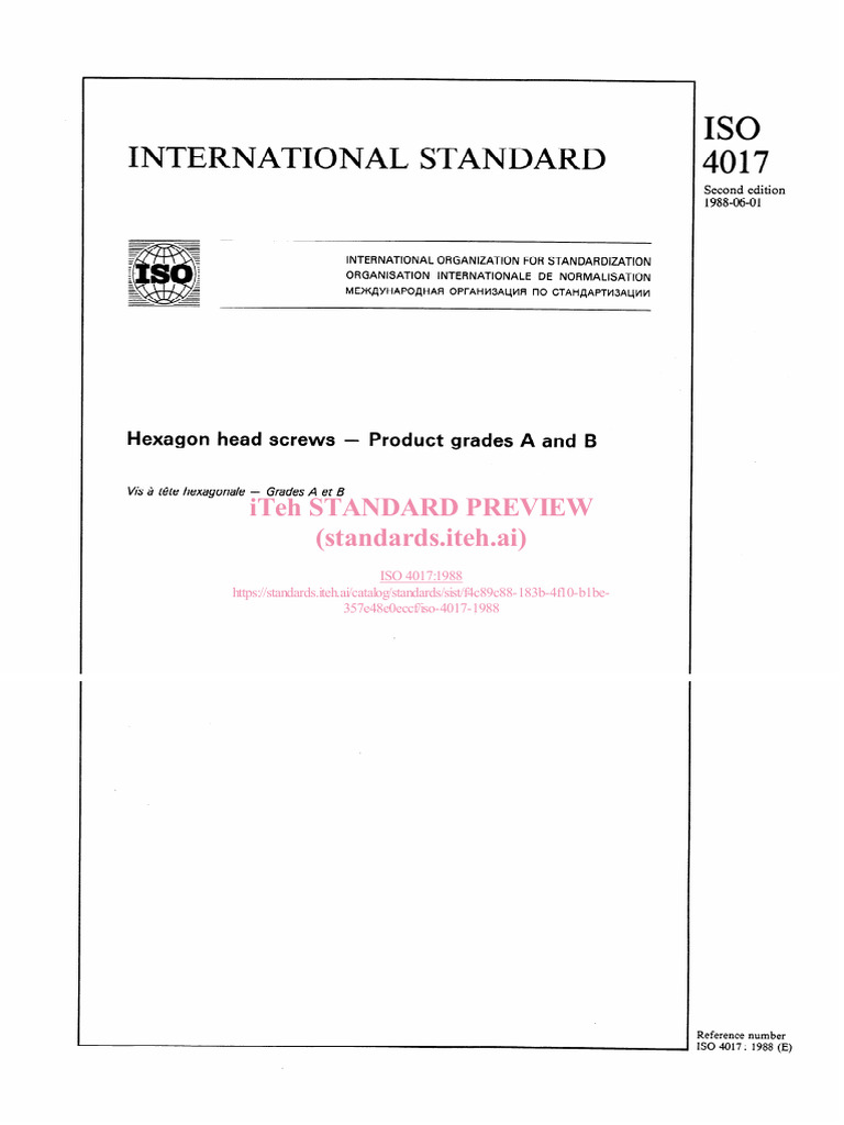 ISO-4017-1988 | PDF | Screw | International Organization For Standardization