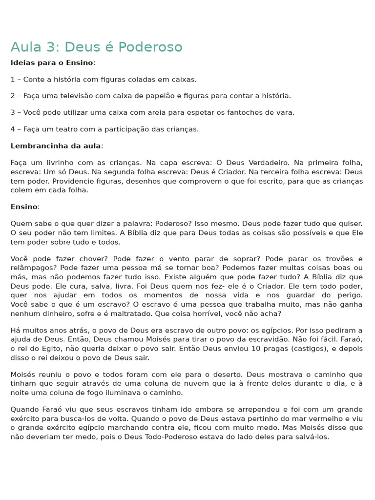 Atividade Deus é poderoso abril 2024 | PDF | Moisés | Deus