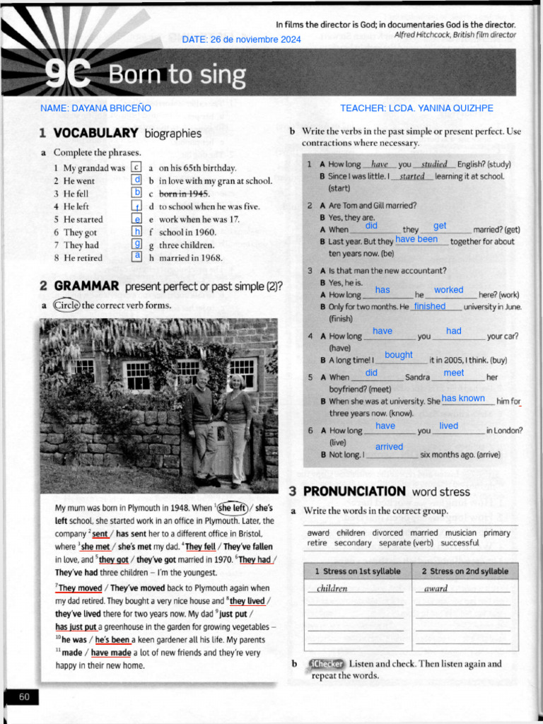 9C - Born To Sing - Vocabulary - Grammar | PDF | Grammar | Language Families