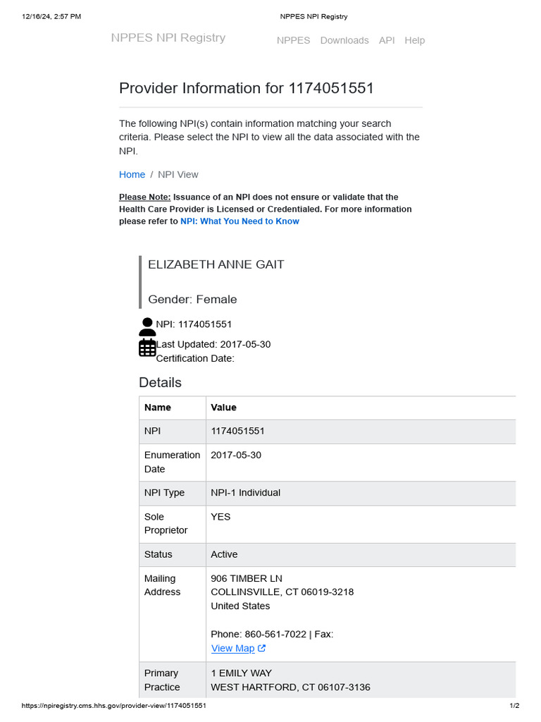 NPPES NPI Registry | PDF | United States Department Of Health And Human ...