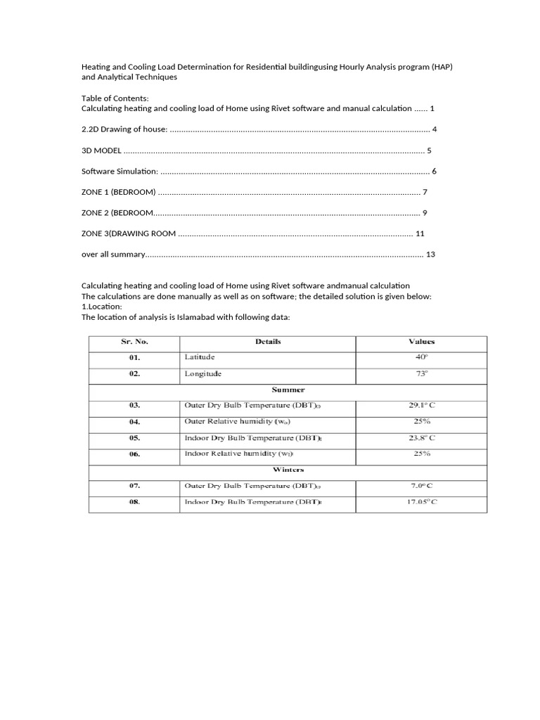 Heating and Cooling Load Calculation Guide | PDF