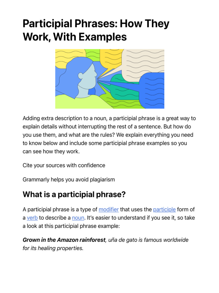 Understanding Participial Phrases | PDF | Verb | Adjective