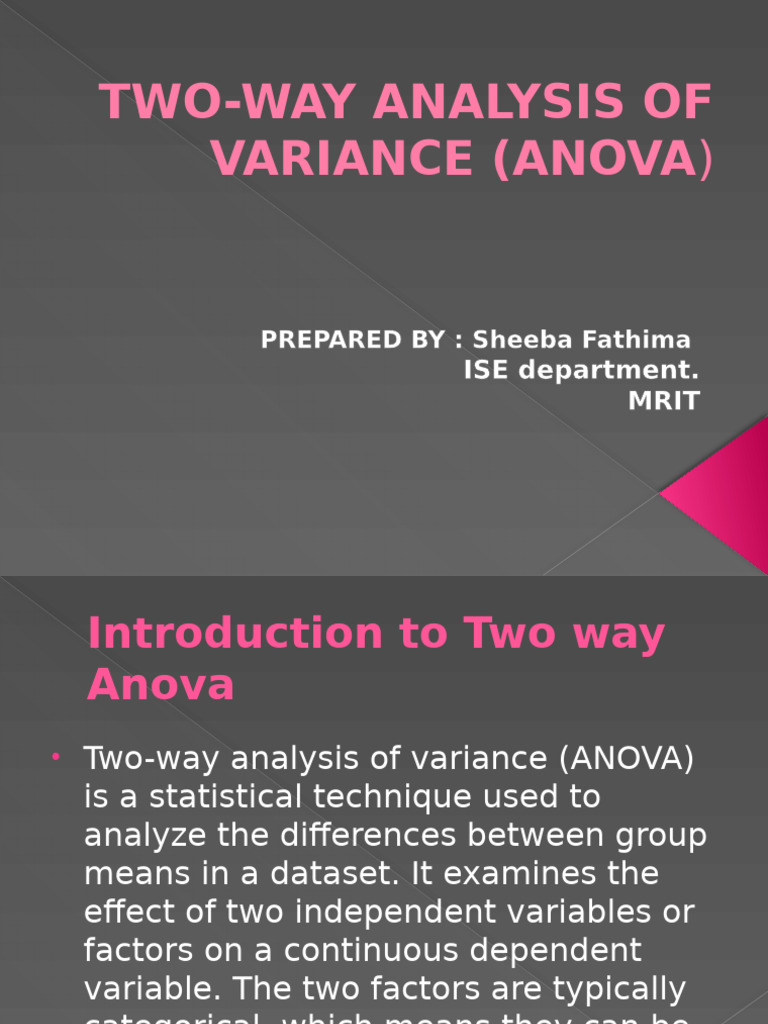 Two Way Analysis Of Variance Anova Pdf Analysis Of Variance