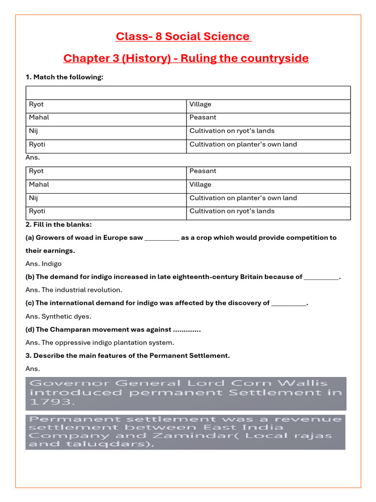 8 SST Notes - Ruling The Countryside | PDF | Plantation | Economies