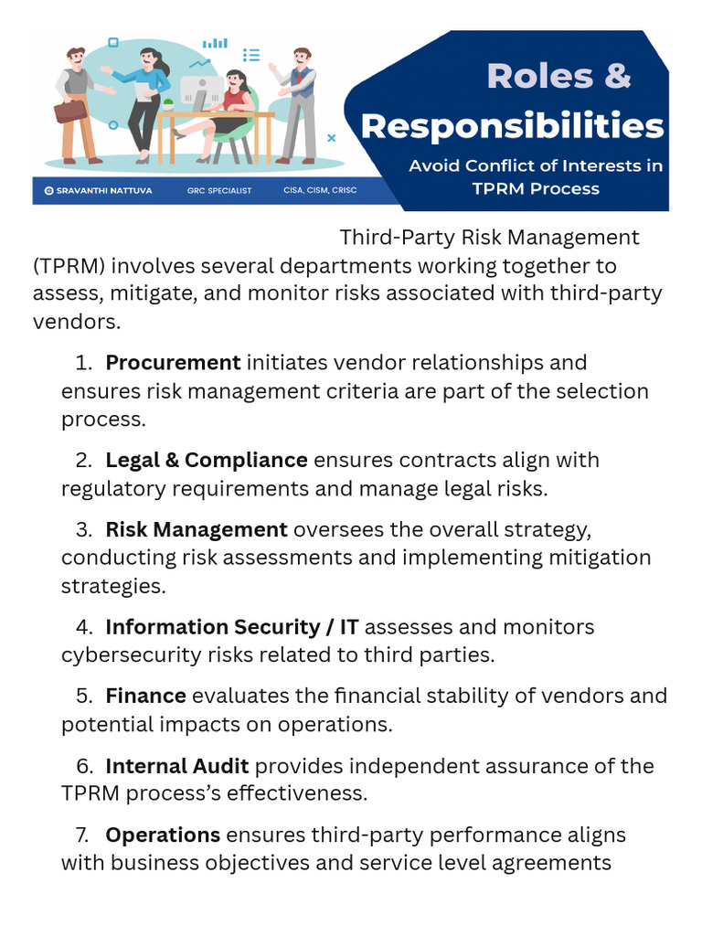 roles and responsabilities TPRM | PDF | Risk Management | Regulatory ...