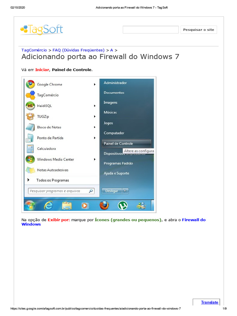 Adicionando porta ao Firewall do Windows 7 - TagSoft | PDF | Arquitetura de computadores ...