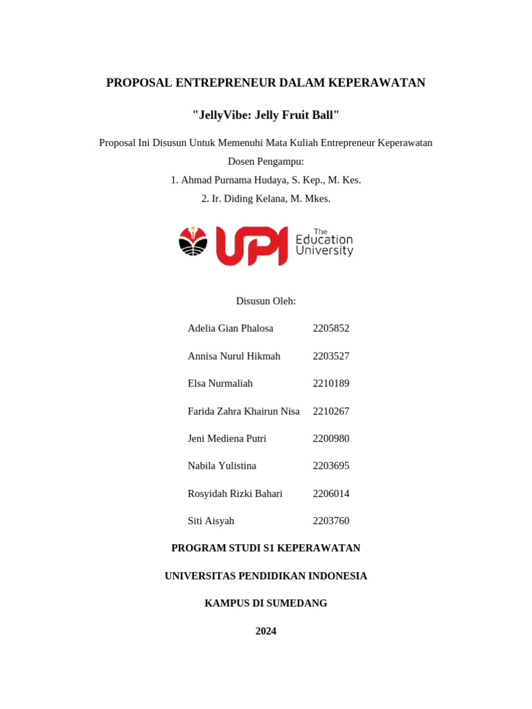 Proposal Enterpreneur dalam Keperawatan Jelly Vibe (Jelly Fruit Ball) | PDF
