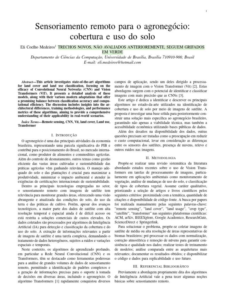 Algoritmos de IA em Sensoriamento Remoto | PDF | Radiação ...