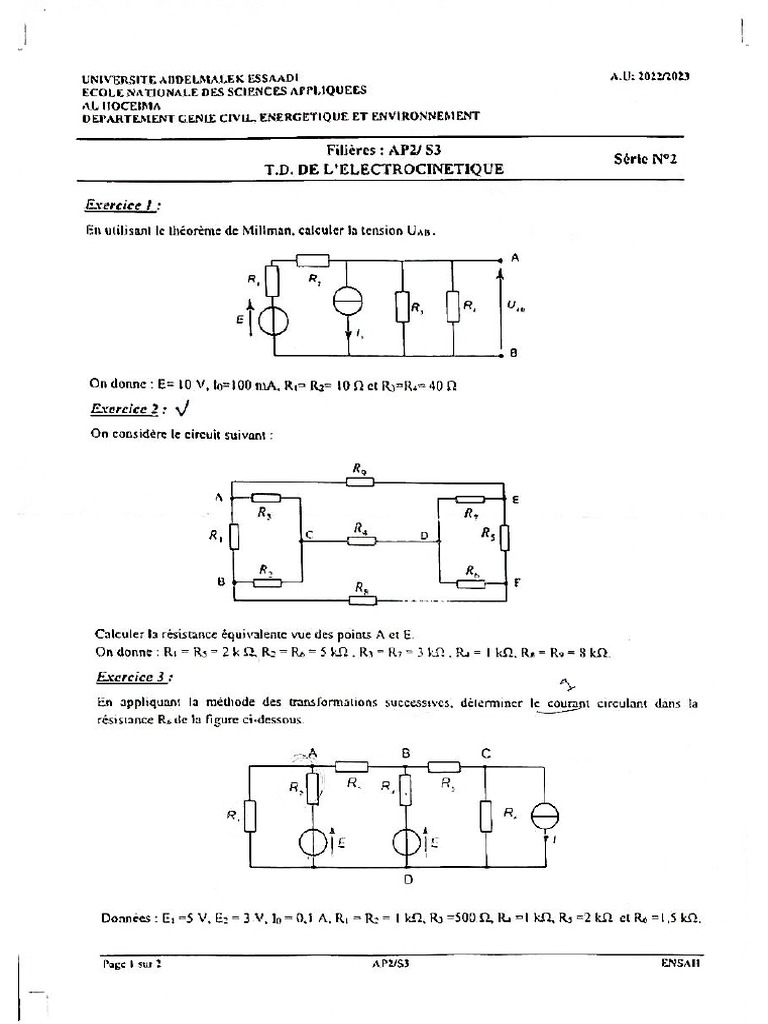 TD 2 Électrocinetique | PDF