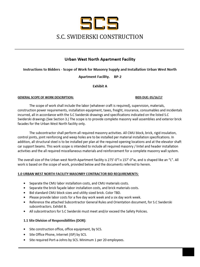 Mason Scope of Work Proposal | PDF | Masonry | Building Materials