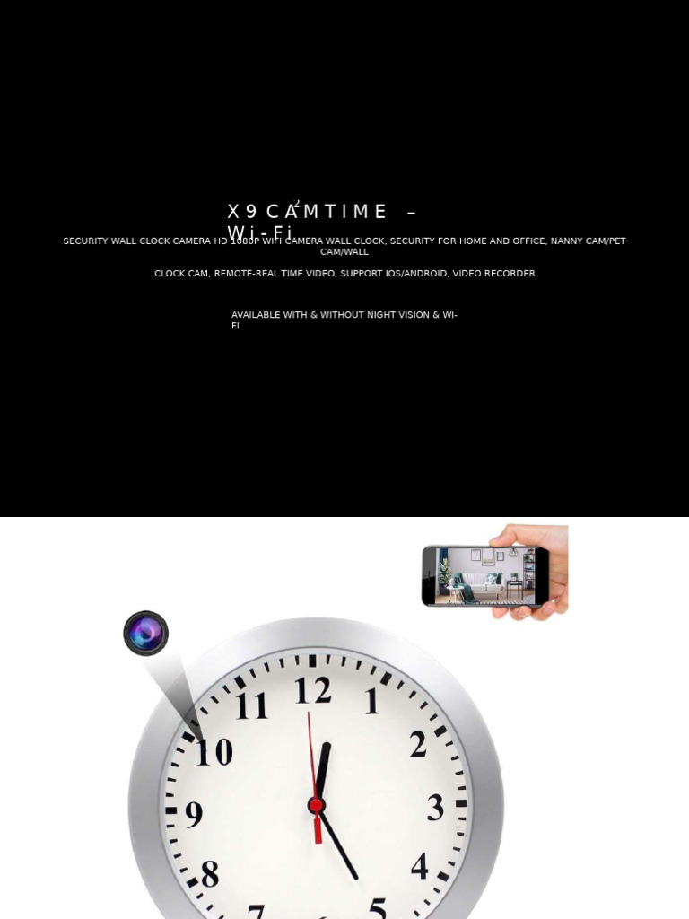 Spy Wall Clock Camera O2602 x9 Camtime Wifi Security Wall Clock Camera ...