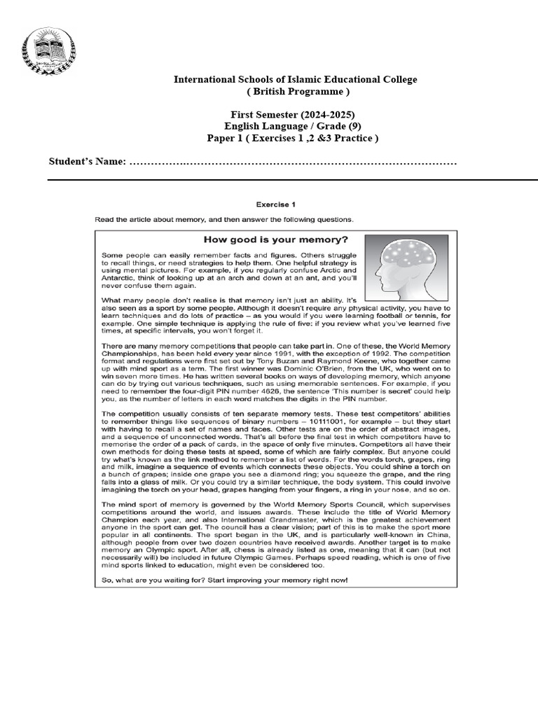 Esl Pastpaper g9 | PDF