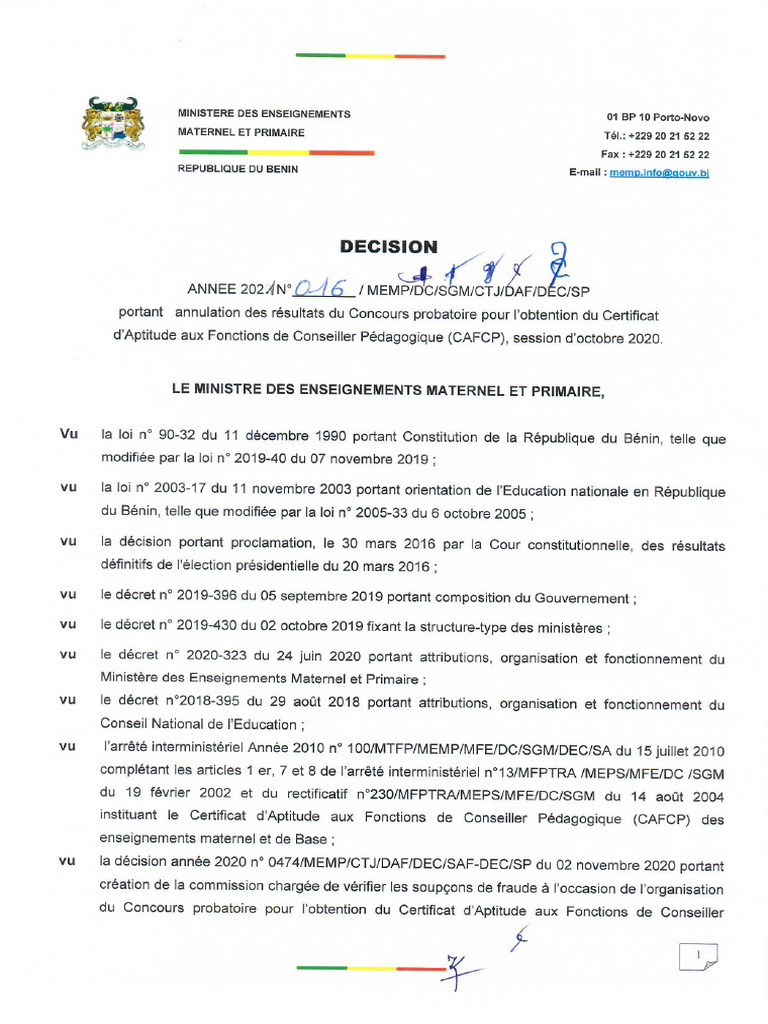 DECISION ANNULATION CAFCP 2020 | PDF