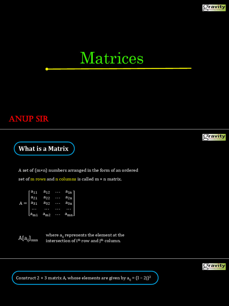 Comprehensive Guide to Matrices | PDF | Matrix (Mathematics) | Teaching Mathematics