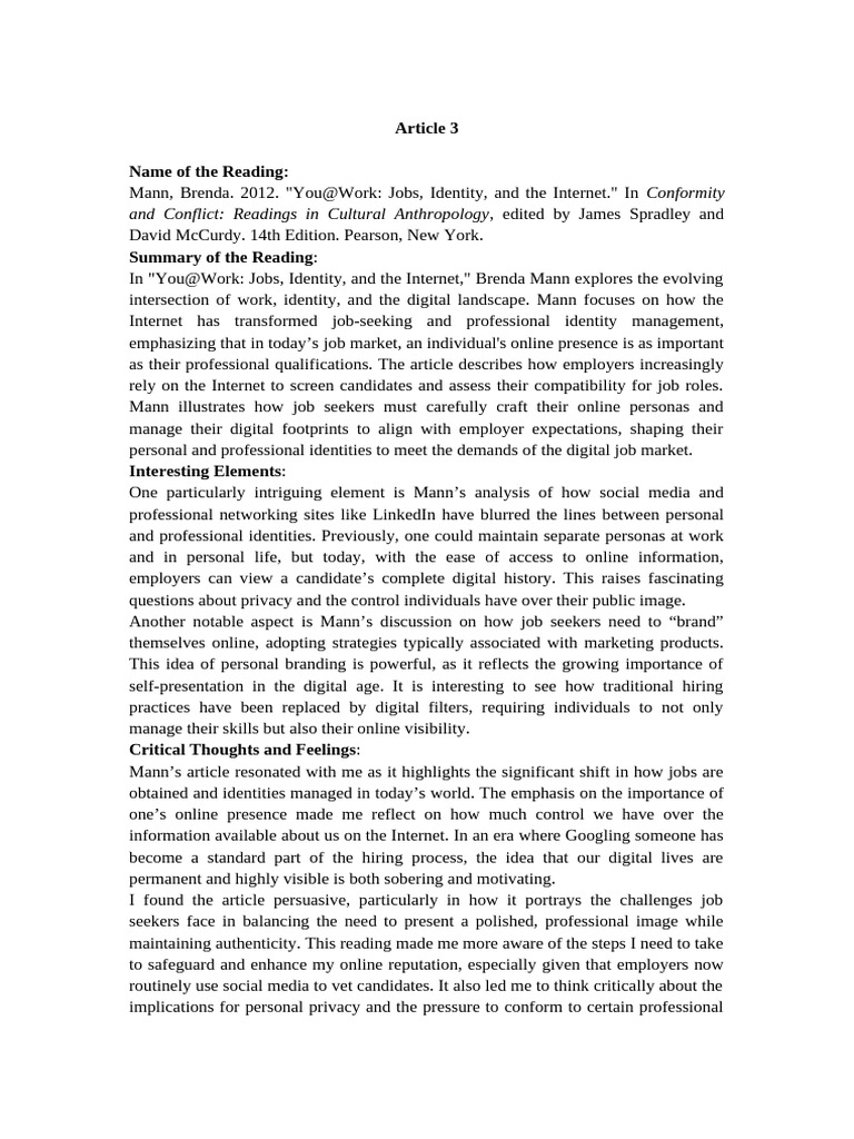 Article Response 3B | PDF | Social Psychology | Communication