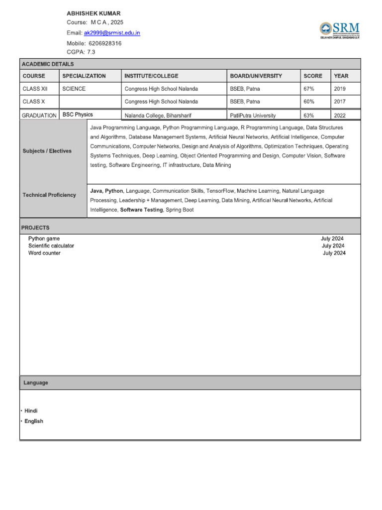 Abhishek Resume | PDF