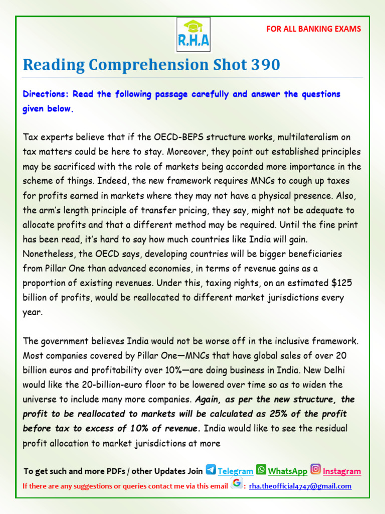 Reading Comprehension Shot 390 | PDF | Taxes | Multinational Corporation